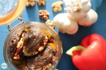 Lebanese Makdous (Cured Eggplants) by Zaatar and Zaytoun