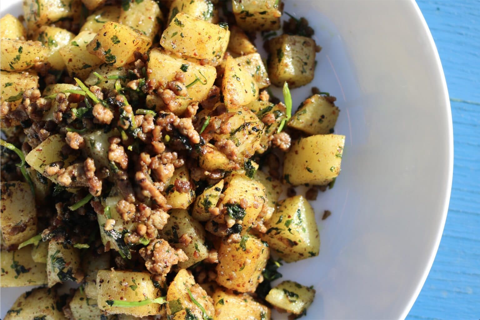 Lebanese Spicy Mince and Potatoes by Zaatar and Zaytoun