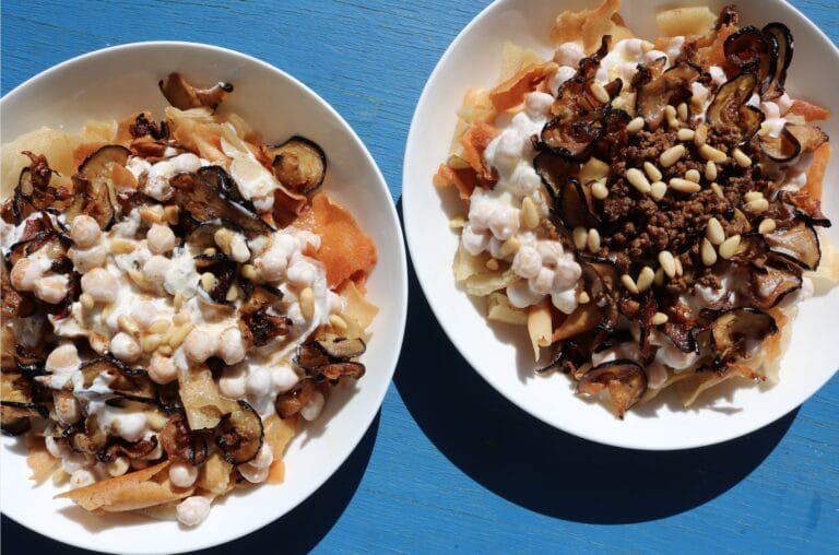 Eggplant Fatteh (Fattet Batinjan) by Zaatar and Zaytoun Lebanese Recipes