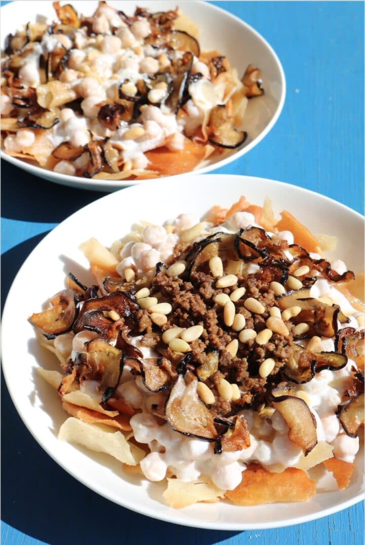 Eggplant Fatteh (Fattet Batinjan) by Zaatar and Zaytoun Lebanese Recipes