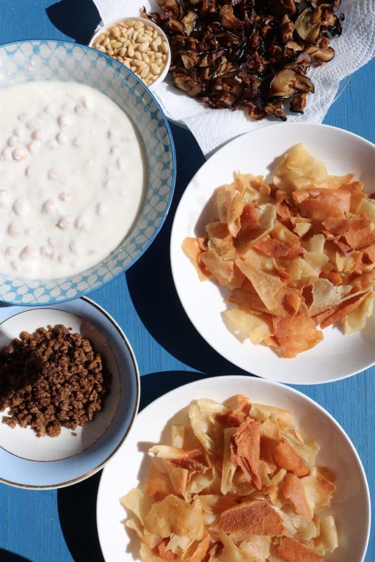 Eggplant Fatteh (Fattet Batinjan) by Zaatar and Zaytoun Lebanese Recipes