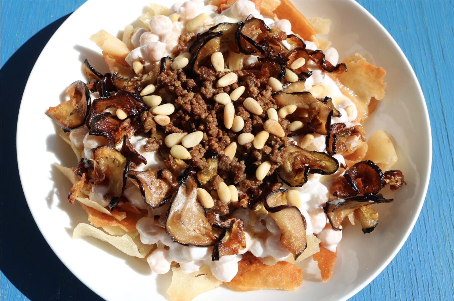 Eggplant Fatteh (Fattet Batinjan) by Zaatar and Zaytoun Lebanese Recipes